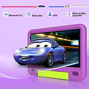 AOYODKG Tablet 9 inch, Android 12 Tablet, 14GB RAM 128GB ROM, 2.4G/5G WiFi Tablet with Shockproof Case, Parental Control, Bluetooth, Educational, Dual Camera, Games, Purple