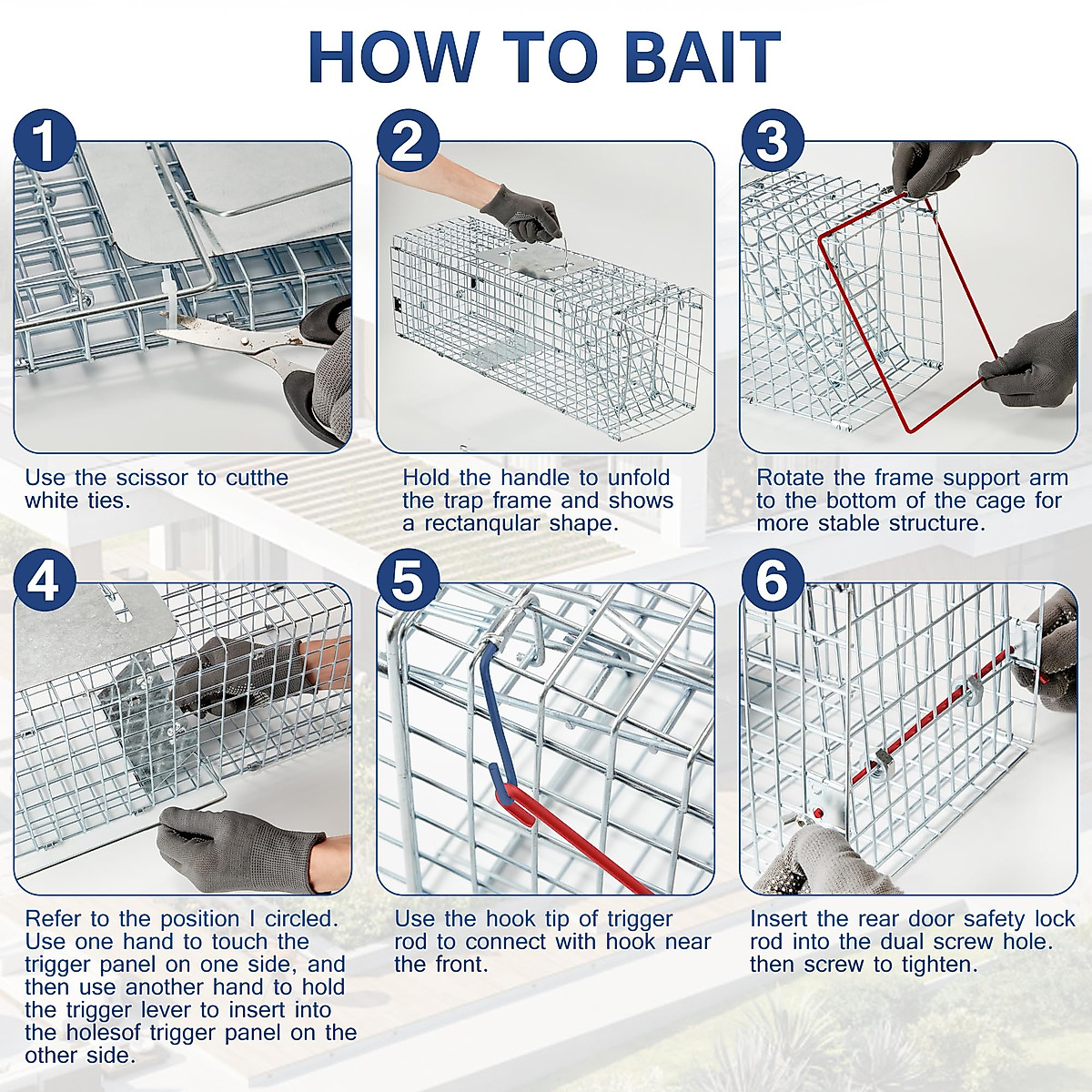 Humane Rat Trap Cage Live Rat Traps Humane Cat Traps Catch Release Live Animal Rodent Cage Collapsible Galvanized Wire for Rabbit Small Groundhogs Squirrel Mole Gopher Mice Chipmunk-24X8X7.2In
