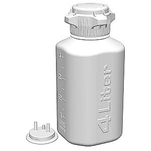 Heavy Duty Vacuum Bottle HDPE, Open 80mm Cap with Closed and 1/4" Hose Barb Adapters, 4L Volume