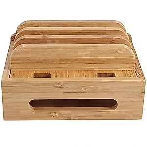 Okuyonic Remote Control Storage Box, Bamboo Storage Box Charging Storage Rack Easy Cleaning Premium Bamboo Material for Home for Storage for Woman
