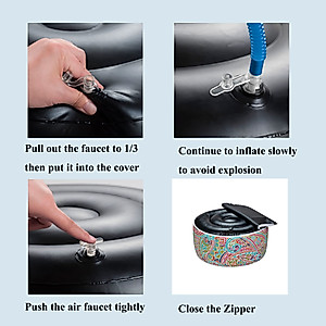 FUNHOME Inflatable Stool Ottoman Footrest with Handle, All Weather Footrest Seat with Foot Pump D20 xH9, Water Repellent Footstool Pouf for Home Patio Garden and Camping Use-Melora Paisley