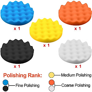SIQUK 17 Pieces 7 Inch Buffing Pads Foam Polishing Pad Wax Buffer Polish Pads Bonnets Car Polishing Buffing Pad Buffer Attachment for Drill