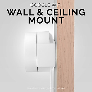 BRAINWAVZ Screwless Wall & Ceiling Mount for Google WiFi Home Mesh System Holder, No Tools Required, Easy to Install, No Mess, No Drilling, Strong VHB Adheasive Mount, White