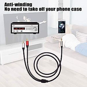 RCA Cable 6Ft, 3.5mm Male to 2RCA Male Stereo Audio Adapter Cable Nylon Braided AUX RCA Y Cord for Smartphones, MP3, Tablets, Speakers, HDTV and More(6Ft/2M)
