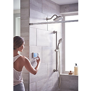 Moen Eco-Performance Brushed Nickel 4-Spray Pattern Handheld Showerhead with 69-Inch-Long Hose with 30-Inch Slide Bar, 3669EPBN