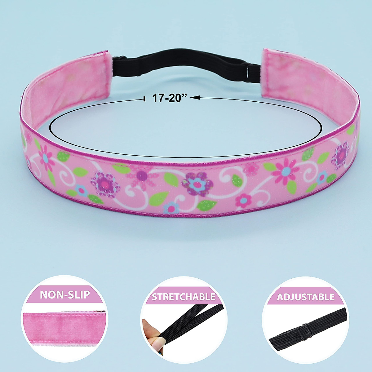 FROG SAC 5 Cute Headbands for Girls, Adjustable Non Slip Little Girl Hair Accessories, Stretch Elastic Kids Hair Bands, Headband Birthday Party Favors Pack, Butterfly Princess Heart Floral Hairbands