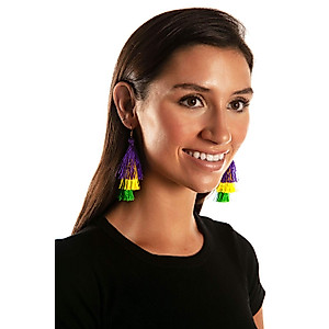 Tipsy Elves Women's Mardi Gras Earrings Purple Green and Gold Mardi Gras Tassel