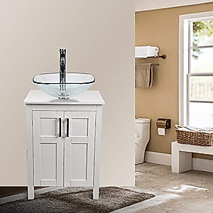 Puluomis 24 Inches Bathroom Vanity, Modern Stand Pedestal Cabinet, Wood White Fixture, Without Mirror