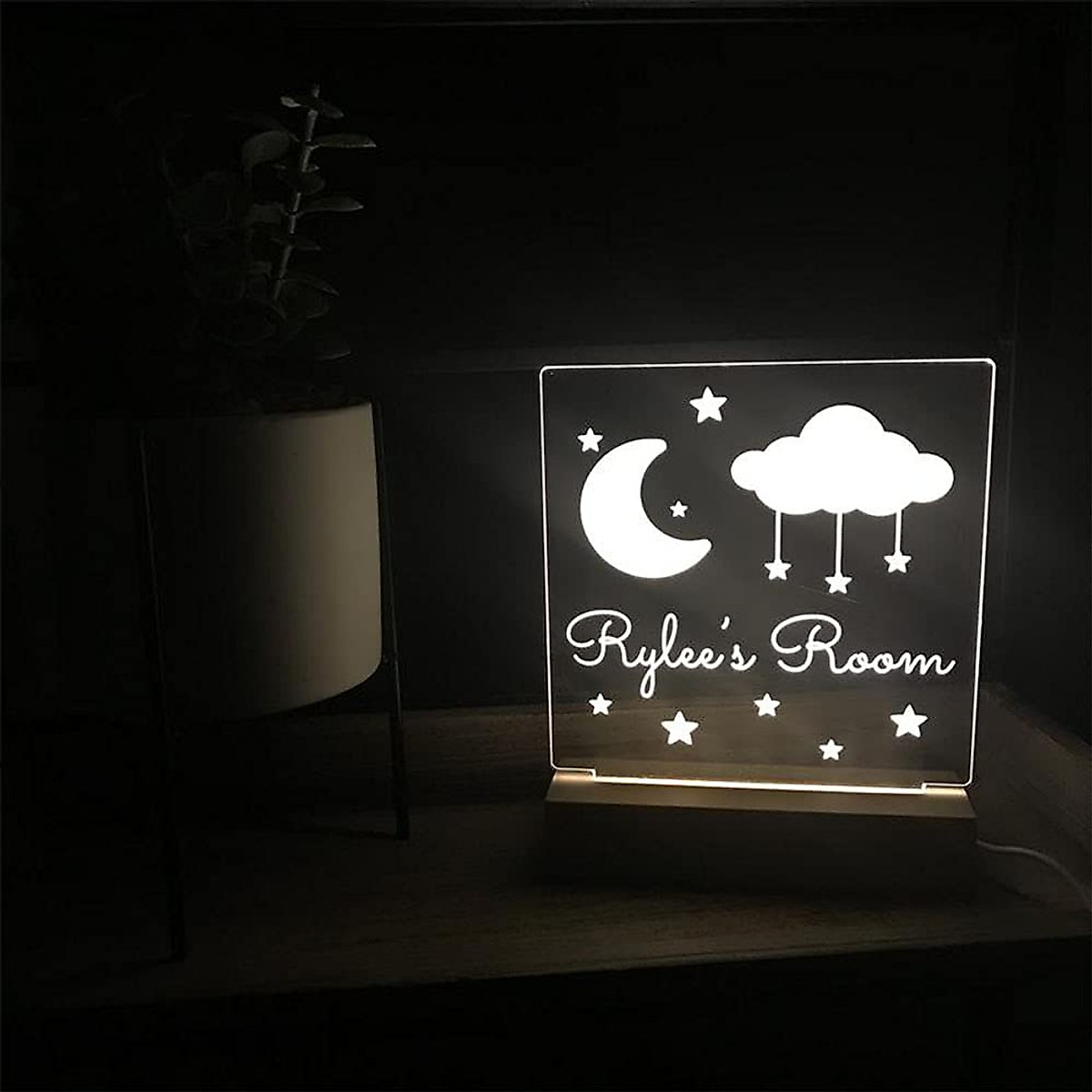 souleather Moon and Stars Custom Name Kids Bedroom, Nursery Personalized Night Light, Childs Playroom, Gift for Kids