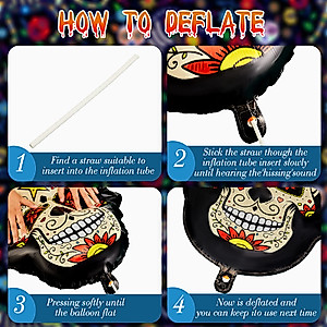 Zomiboo 6 Pieces Day of The Dead Sugar Skull Party Balloons Halloween Skull Balloons Halloween Decoration Balloons for Halloween Sugar Skull Party Decoration, 6 Styles