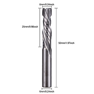 HOZLY 6X25mm UP &Down Cut Two Flutes Spiral Carbide Tool Cutters for CNC Router Compression Wood End Mill Bits