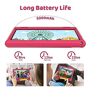 Mouikei Kids Tablet 10 inch Tablet for Kids, 2GB+32GB Android 12 Kids Tablet with Case, Parental Control APP, Dual Camera, Educational Games, Kidoz Pre-Installed Children Tablet (Pink)