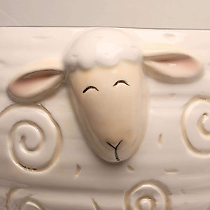 Sheep Ceramic Yarn Bowl Large Knitting Bowl, 6.7 x 4.7 Inches, Handmade Yarn Holder for Crocheting, Ball of Yarn for Tangle-Free, Holder for Crochet, Portable Decorative Knitting Bowl