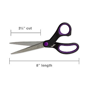 Hygloss-Armada Art Velvet Touch Scissors - Great for Arts and Crafts - Pointed Tip Blades - Reusable Vinyl Bag for Safe Storage - 8 Inches - Black and Purple - 1 Pair