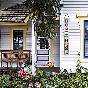 Farmhouse Welcome Sign For Seasonal Front Door Decoration - Double Sided 5 ft Tall Sign w/ 10 Elements Enhances Your Christmas Decor - Standing/Hanging Sign Adds The Perfect Touch To Your Porch