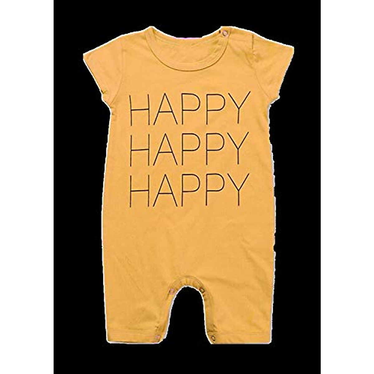 AYIYO Baby Infant Short Sleeves Happy Printed Bodysuit Rompers Shortalls Outfit Yellow