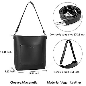 BROMEN Hobo Bags for Women Designer Shoulder Bucket Black and Women Wallets Black Bundle