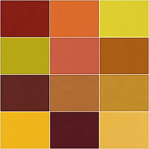 Robert Kaufman Kona Cotton Solids Autumn Hues Fat Quarter Bundle 12 Precut Cotton Fabric Quilting FQs Assortment FQ-1371-12