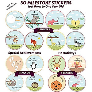 Baby Memory Book w/Keepsake Box & 30 Monthly & Baby First Milestone Stickers - Gender Neutral First Year Scrapbook Journal - Baby Photo Album for Boys & Girls