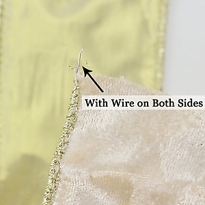 MEEDEE Ivory Velvet Ribbon with Gold Back Double Sided Christmas Wired Ribbon Cream Velvet Ribbon 2.5 Inch with 10 Yards Christmas Velvet Ribbon for Christmas Tree, Wreath Supplies, Crafts Bow