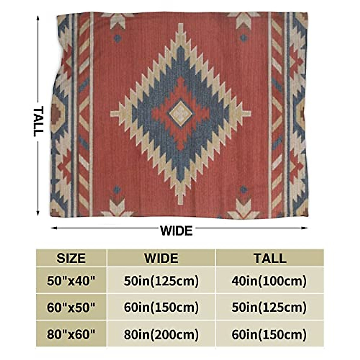 Sonernt Southwestern Native American Design Throw Blanket Super Soft Lightweight Warm for Couch Travel Chair-All Season Premium Bed Blanket 50 X 60 Inches