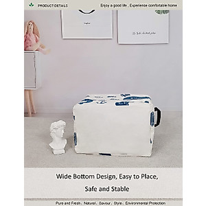 ONOEV Rectangular Folding Laundry Basket, Canvas Basket,Nersury Hamper,Suitable for Children,Office,Bedroom,Clothes,Toys Storage (Blue Whale), 14.9L x10.2Wx9.05H''