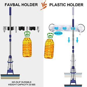 Favbal Broom Hanger Wall Mounted, 2PCS Mop and Broom Holder Wall Mount Garage Organization and Storage Stainless Steel Kitchen Tool Organizer Wall Hanger for Laundry Room Garden Garage Closet Kitchen