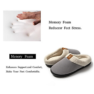 oneslippers Womens Cozy Fuzzy Memory Foam Slippers House Comfy Slip Shoes Indoor Outdoor Anti Skid Rubber Sole Grey Size 9 US