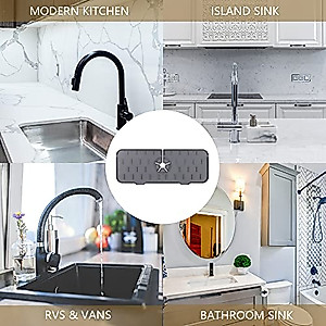 YGXS Kitchen Sink Faucet Splash Guard, Silicone Faucet Mat Sink Mat Silicone Sink Splash Guard Faucet Absorbent MatGrey Faucet YGXS-003 0