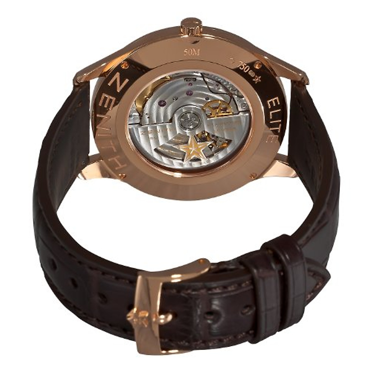 Zenith Men's 18.2020.670/01.c498 Elite Captain Central Second Rose gold Silver Sunray Dial Watch