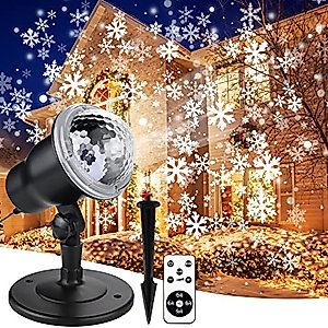 Christmas Projector Lights Outdoor, Snowflake Projector Lights with Remote, Christmas Decorations Indoor Outdoor, IP65 Waterproof Holiday Projector, Ideal for Xmas Holiday Party Wedding Garden Patio
