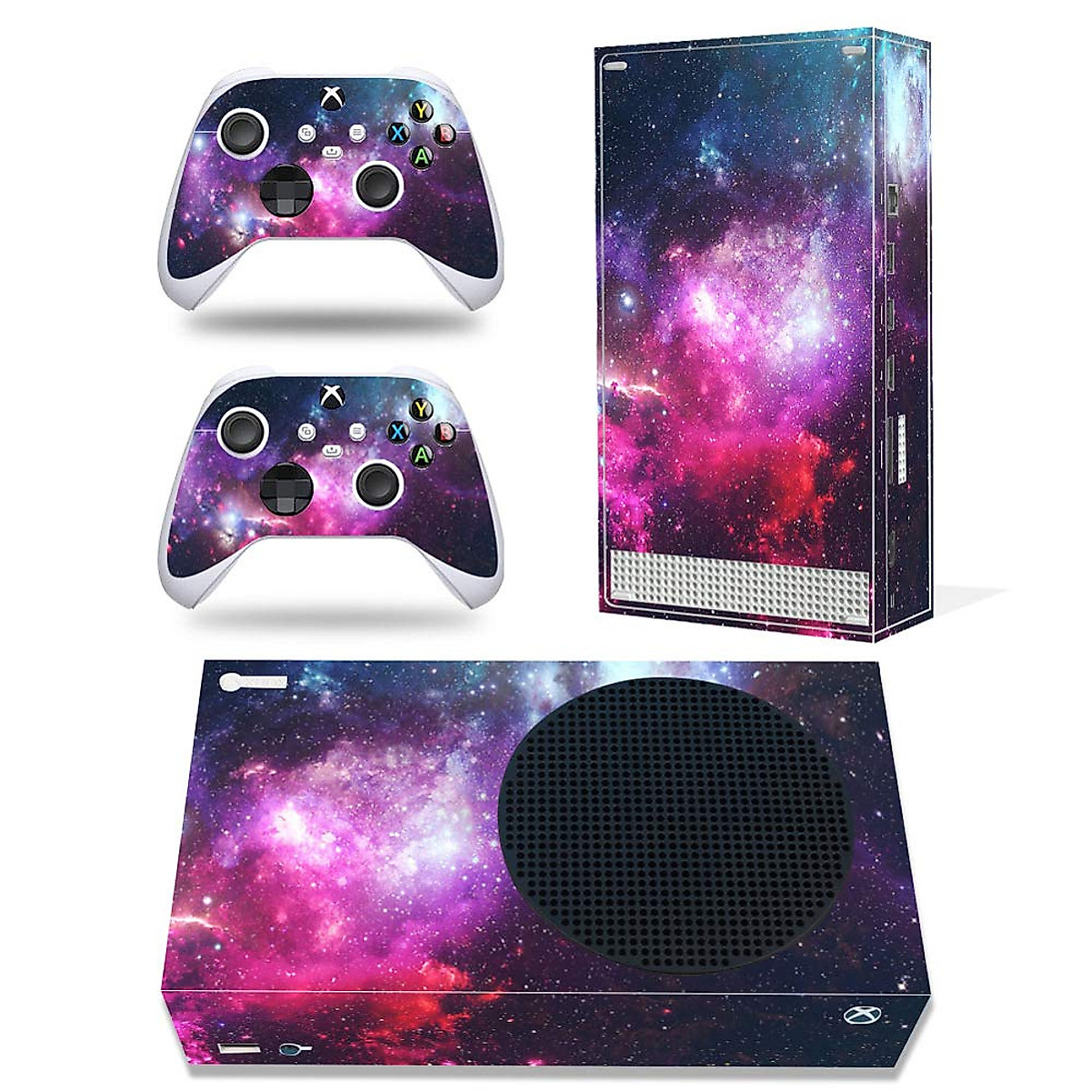 Vinyl Skin Decals Cover Whole Body Protector for Xbox Series S Console Wrap Sticker with Two Controller Decal (Purple)