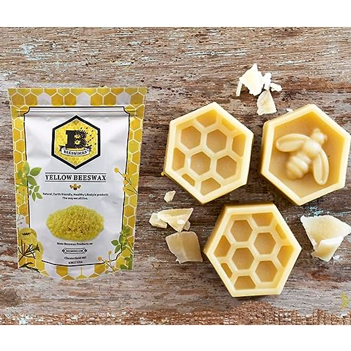 Beesworks Beeswax Pellets, Yellow, 1lb-Cosmetic Grade-Triple Filtered Beeswax (1)