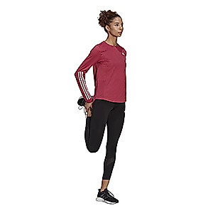 adidas Women's Own The Run 3-Stripes Long Sleeve, Wild Pink, Small