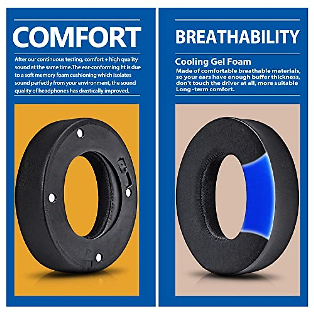 Earpads Compatible with Elite Pro 2 + / Pro 2 / Elite Atlas Pro Headset I Cooling Gel Replacement Ear Cushion with Microphone Foam - NOT FIT Elite Atlas Aero (Cooling Gel)