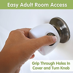 4-Pack Childproof Door Knob Covers - Easy to Install Child Safety Door Knob Cover with No Tools Needed - Reusable, White Baby Proof Door Knob Covers - Door Safety for Kids Made Easy by Wittle