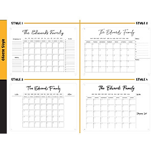 PERSONALIZED Family Name Acrylic Calendar for Wall - Customized Acrylic Wall Calendar - Dry Erase Board Monthly Family Planner - Design by Yourself - Custom Acrylic Wall Calendar