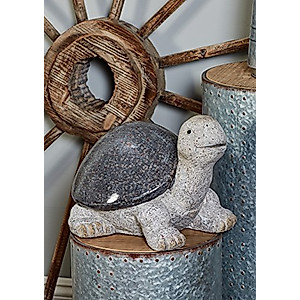 Deco 79 Polystone Turtle Decorative Garden Sculpture Indoor Outdoor Garden Statue, Outdoor Sculpture 13" x 12" x 10", White