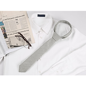 Allegra K Men's Self Tied Solid Color Formal Casual Skinny Necktie One Size Light Gray