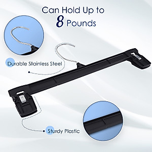 Hanger Central Space Saving 30 Pack, Heavy Duty Slim Plastic Pants Hangers, Ridged Non-Slip with Pinch Clips, 360-Rotating Chrome Swivel Hook, in Black, 10/12/14 Inch (12")