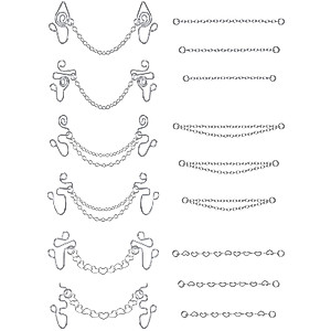 PunkTracker Fake Nose Rings for Women and Men with Chain - Stainless Steel Nose Cuffs Non Pierced African Gold Fake Nose Piercings Jewelry for Teen