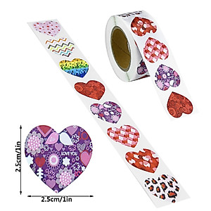 500 Pieces Valentines Day Heart Roll Stickers Labels Love Decorations for Father's Day Mother's Day Decor Wedding Party Favor Engagement Proposal Anniversary Birthday Christmas