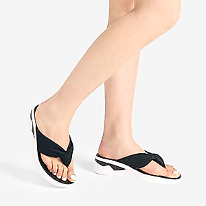 DREAM PAIRS Women Black Platform Flip Flops for Women Soft Thong Sandals Summer Casual Lightweight Comfortable Flat Slippers Walking Shopping Gathering Vacation Shoes Size 8 SDFF2330W
