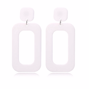 CHUNYANAN Boho Elegant Retro Simple Acrylic White Geometric Square Hollow Earrings for Women White Minimalist Statement Hypoallergenic Drop Earrings (White Hollow Earrings)