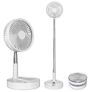 9H Battery Operated Fan Foldable Table Desk Floor Pedestal Fan 4 Speeds Portable 8-inch Fan