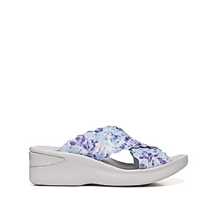 BZees Womens Sahara Slide Sandal Blue Tie Dye Fabric 9 M