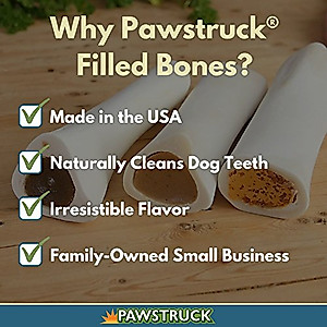 Pawstruck Filled Dog Bones Pet Food (Flavors: Beef, Cheese and Bacon, Peanut Butter,etc) Made in USA Stuffed Bulk 3 to 6" Femur Dog Dental Treat & Chew, (Variety Pack, Large (5-6")), 2.46 Pounds