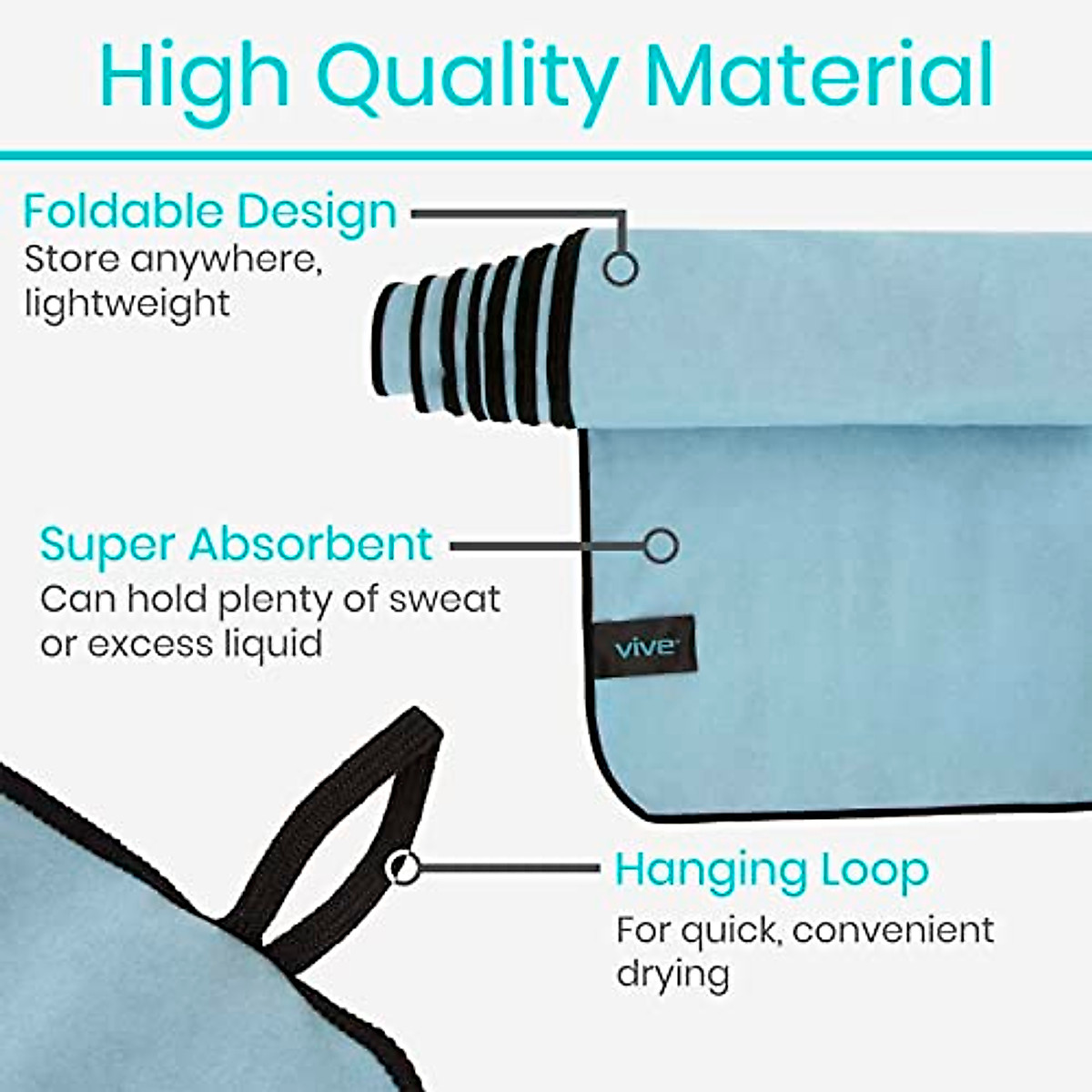 Vive Non Slip Yoga Towel & Hand Towel - Microfiber, Quick Drying, Washable, Lightweight - Non Slip Grip Hot Pilates Mat- Soft & Large Sweat Absorbent for Workouts & Safe Exercise - 24" x72"