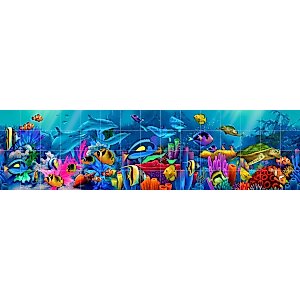 Ceramic Backsplash Tile Mural Dolphin Whale Underwater Ocean Fish Kitchen/Bathroom/Shower - Neptunes Garden - David Miller
