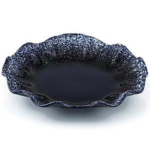 Sanbege Ceramic Decorative Dish, 10" Centerpiece Decor Tray, Jewelry Holder Plate with Ruffle Edge for Entryway, Kitchen, Bedroom, Living Room Decoration (Blue)